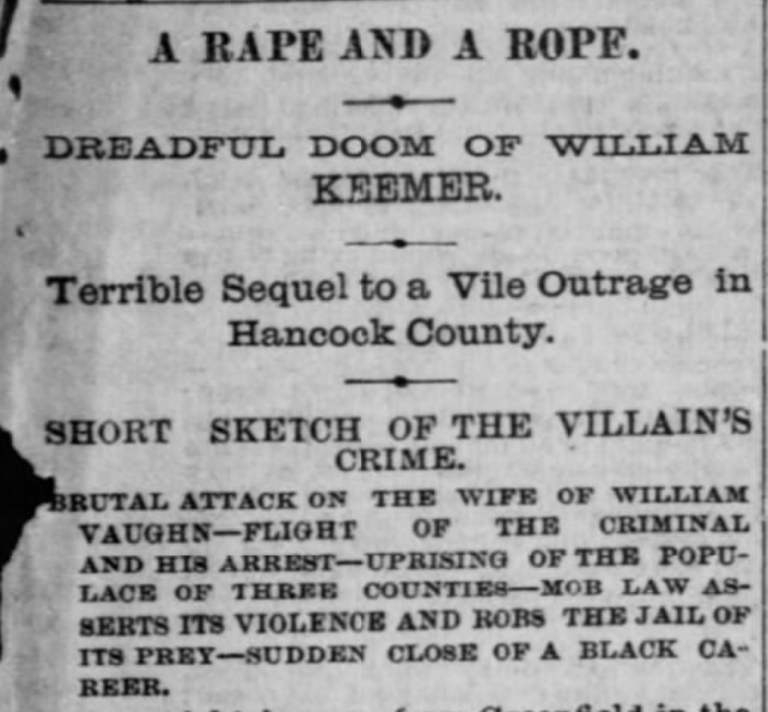 Lynching of William Keemer - Encyclopedia of Indianapolis
